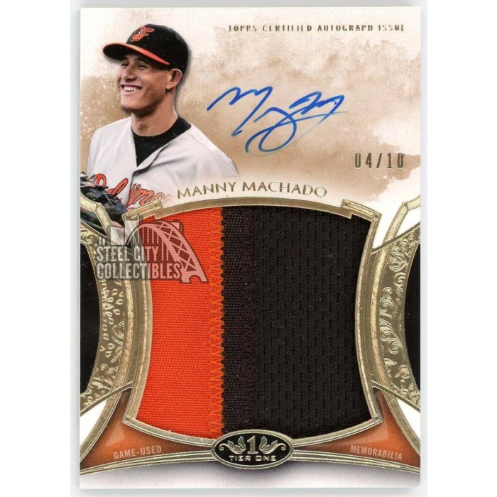 Manny Machado 2014 Topps Tier One Prodigious Patch Autograph Card #PPAR ...