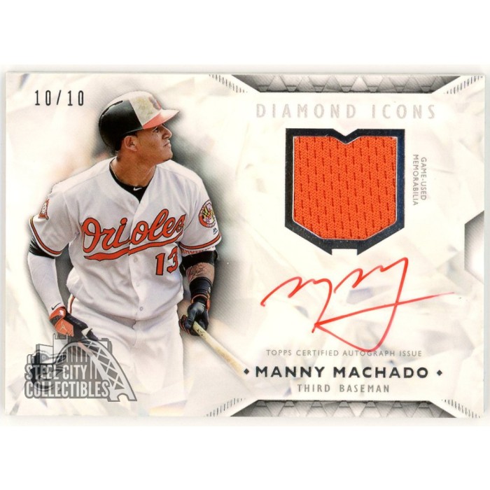 Manny Machado 2018 Topps Diamond Icons Patch Autograph Card #THLAR-MM ...