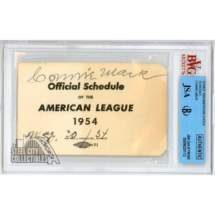 Connie Mack Autographed 1954 American League Schedule JSA BAS BVG ...