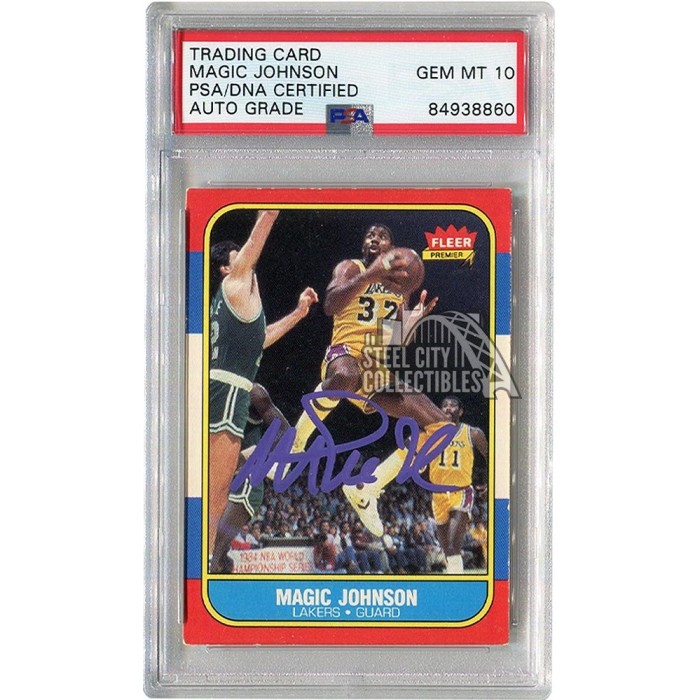 Magic Johnson 1986-87 Fleer Autograph Card #53 PSA/DNA 10 (Purple ...