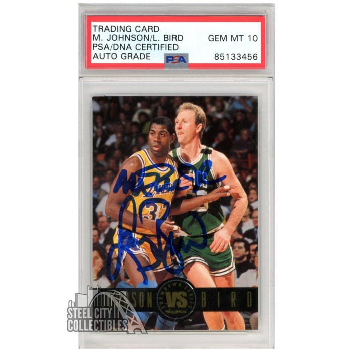 Magic Johnson / Larry Bird 1994 Skybox Showdown Series Autograph Card #SS12 PSA/DNA 10 | Steel ...