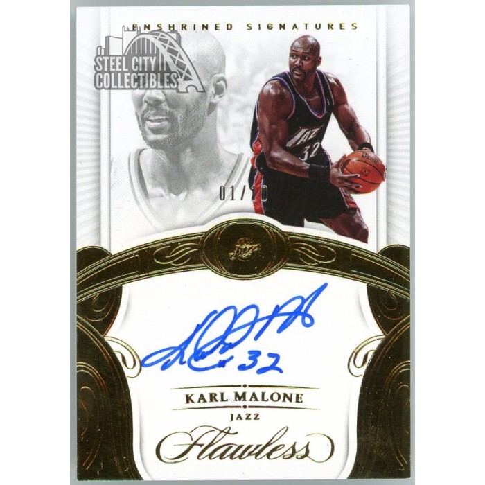 Karl Malone 2017-18 Panini Flawless Enshrined Gold Autograph Card #ES ...