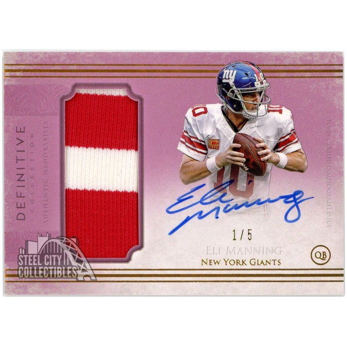 Eli Manning 2015 Topps Definitive Patch Autograph Card #DAP-EM 1/5 ...