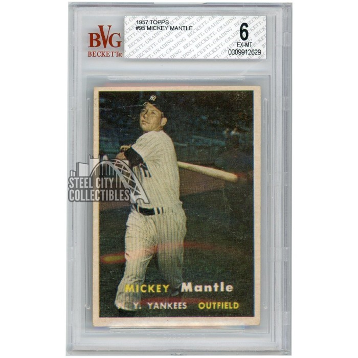 Mickey Mantle 1957 Topps Card #95 BVG 6 | Steel City Collectibles