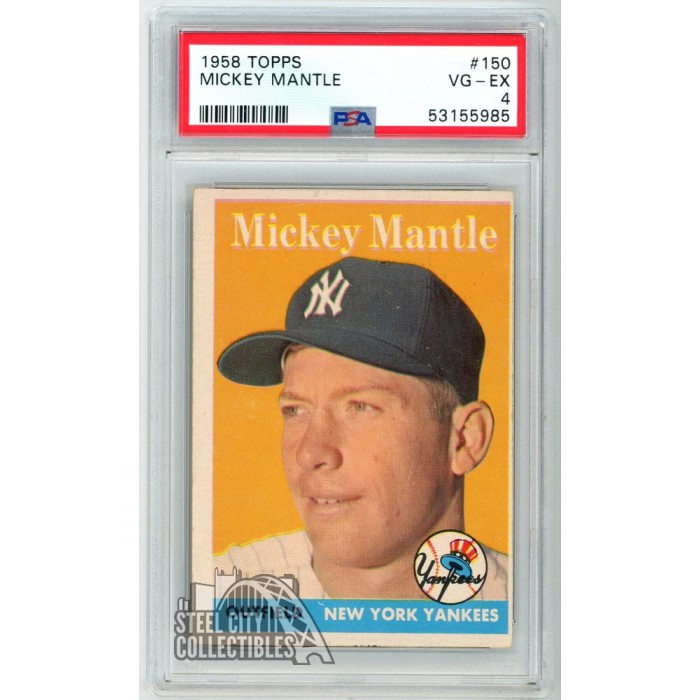 Mickey Mantle 1958 Topps Card #150 PSA 4 VG-EX (985) | Steel City ...
