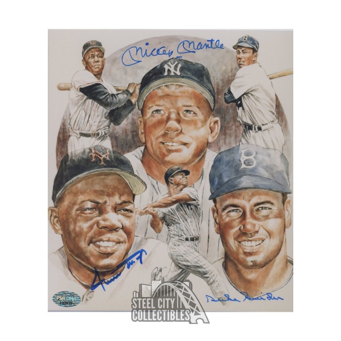 Mickey Mantle, Willie Mays, Duke Snider Autographed 8x9 Baseball Photo ...