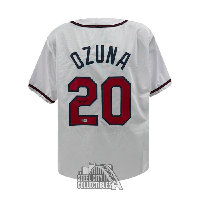 Marcell Ozuna Autographed Atlanta Custom White Baseball Jersey - BAS | Steel City Collectibles