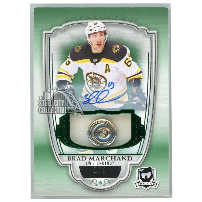Brad Marchand 2018-19 Upper Deck The Cup Green Button Autograph Card #5 ...