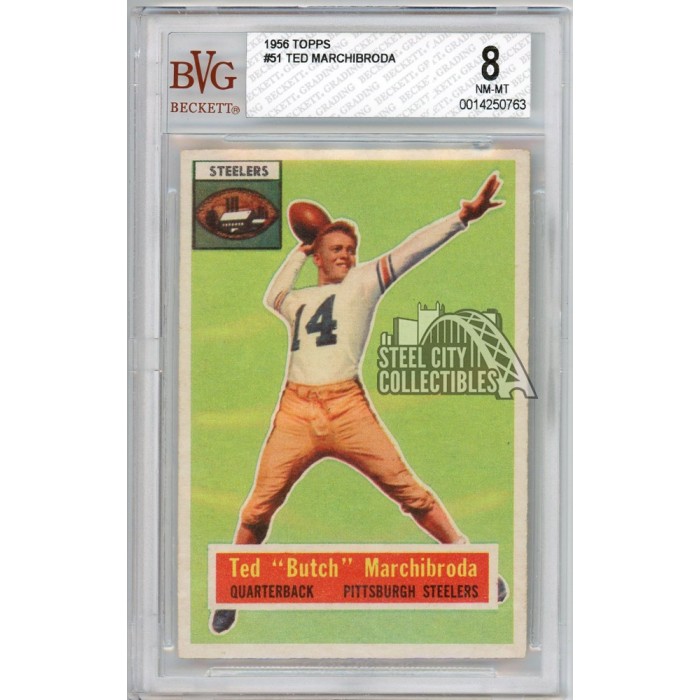 Ted Marchibroda 1956 Topps Football Card #51 BVG 8 | Steel City ...