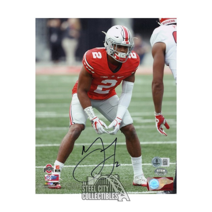 Marshon Lattimore Autographed Ohio State 8x10 Photo - BAS (Red Jersey ...