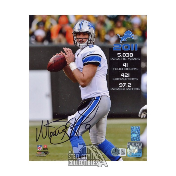 Matthew Stafford Autographed Detroit Stats 8x10 Football Photo - BAS ...