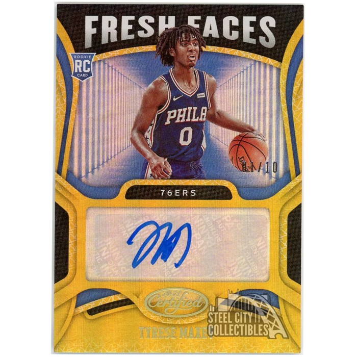 Tyrese Maxey 2020-21 Panini Certified Fresh Faces Gold Rookie Autograph ...