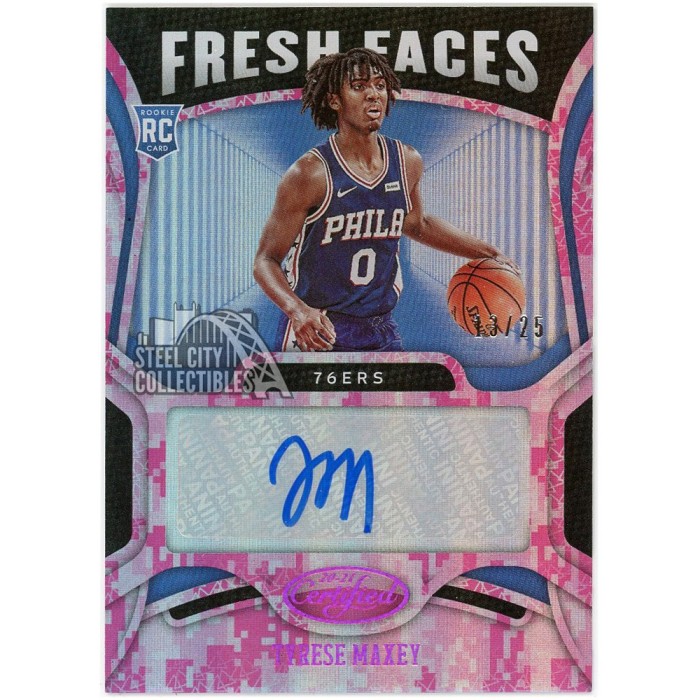 Tyrese Maxey 2020-21 Panini Certified Fresh Faces Pink Rookie Autograph ...