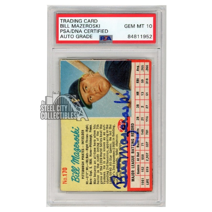 Bill Mazeroski 1962 Post Cereal Hand Cut Autograph Card #170 PSA/DNA 10 ...