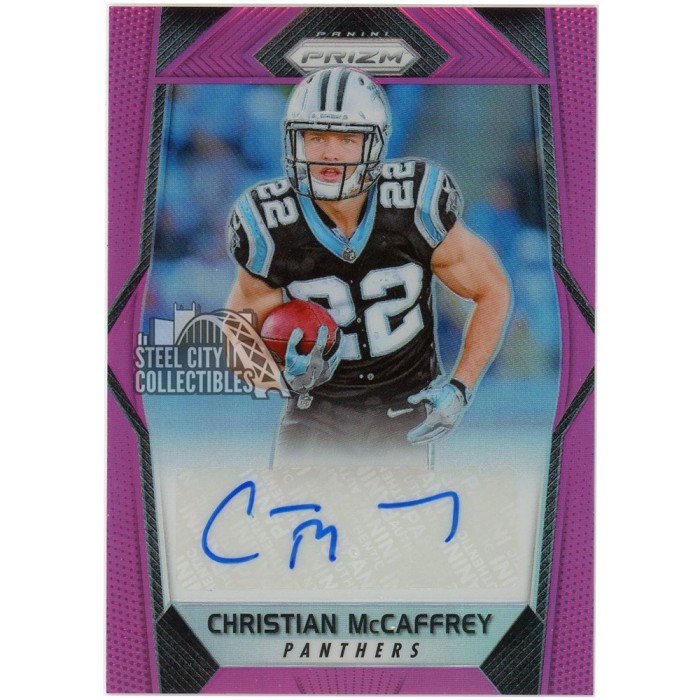 Christian McCaffrey 2017 Panini Prizm Pink Rookie Autograph Card #RA-CM ...