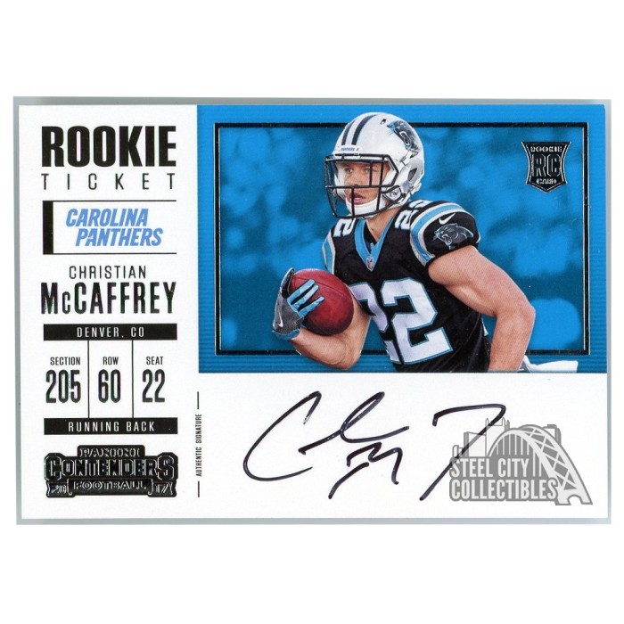 Christian McCaffrey 2017 Panini Contenders Rookie Ticket Autograph Card ...