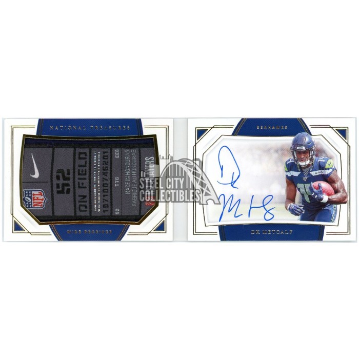 DK Metcalf 2019 Panini National Treasures Rookie Jumbo Laundry Tag ...