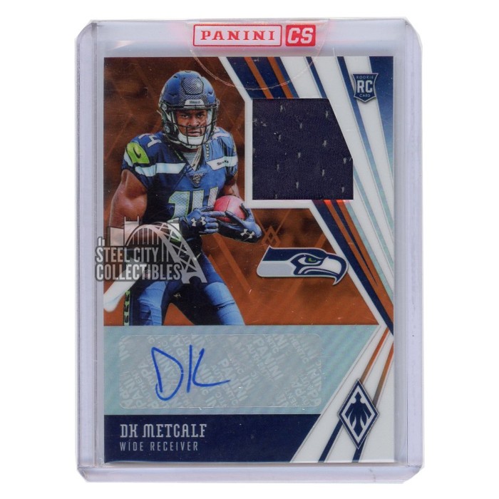 DK Metcalf 2019 Panini Phoenix Orange Rookie Jersey Autograph Card #RJA ...