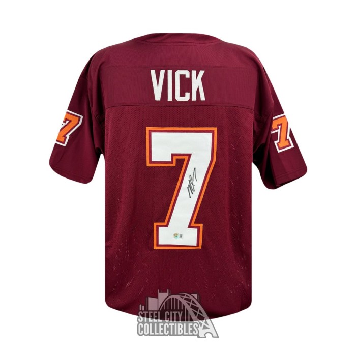 Michael Vick Autographed Virginia Tech Custom Maroon Football Jersey ...