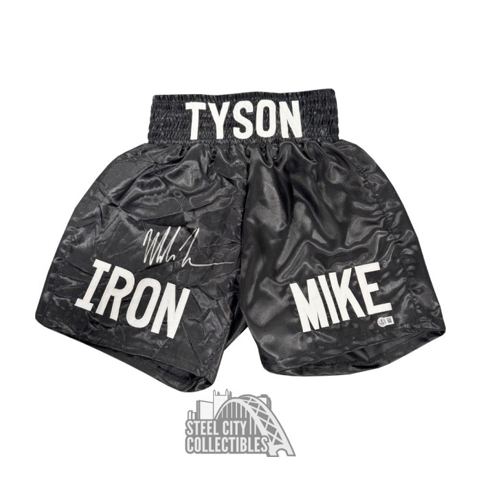 Mike Tyson Autographed Iron Mike Boxing Trunks - BAS | Steel City ...