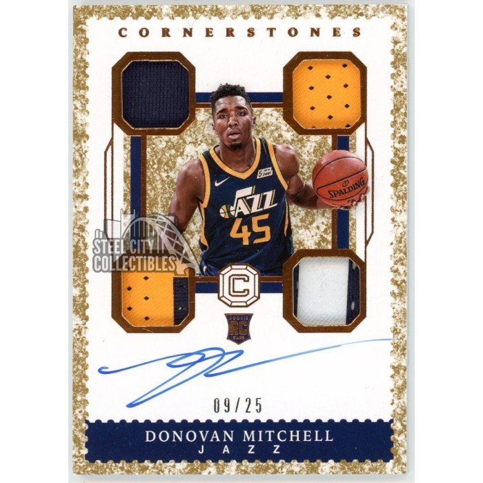 Donovan Mitchell 2017-18 Cornerstones Quad Rookie Patch Autograph Card ...