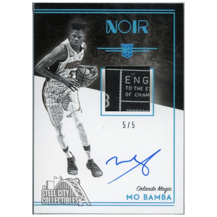 Mo Bamba 2018-19 Panini Noir Autograph Rookie Laundry Tag Patch Card ...