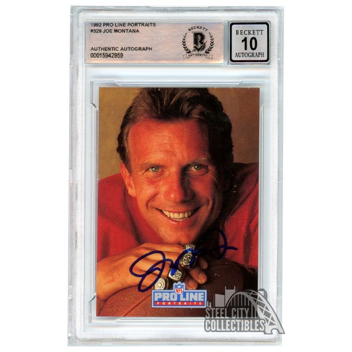 Joe Montana 1992 Pro Line Portraits Autograph Card #329 BAS 10 | Steel ...