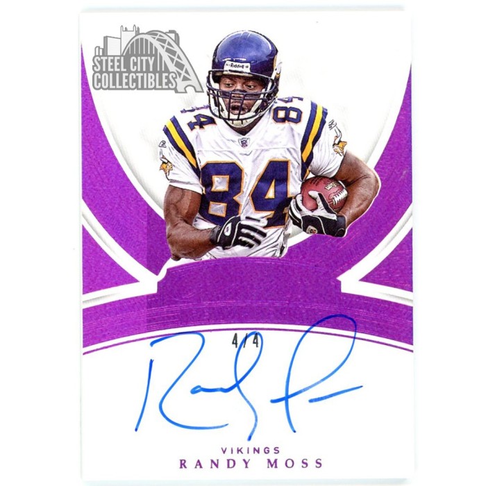 Randy Moss 2018 Panini Flawless Penmanship Purple Auto Card #FP-RM 4/4 ...