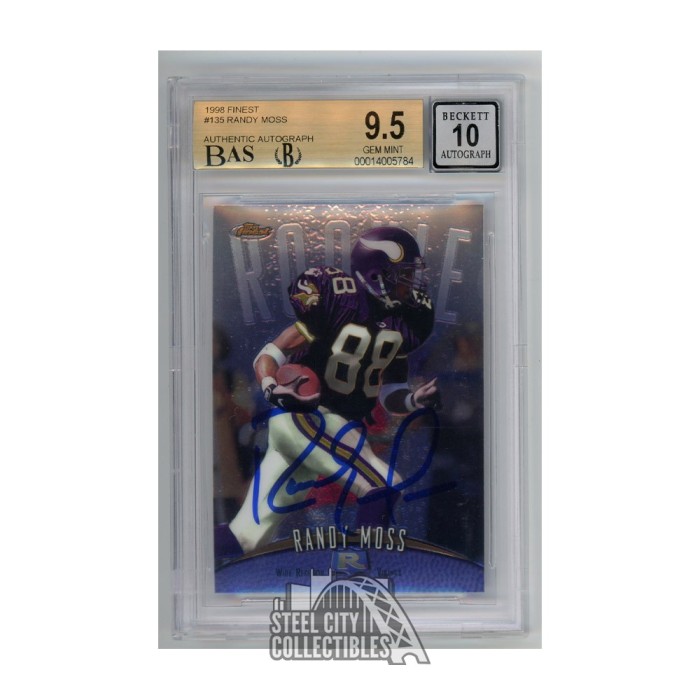 Randy Moss 1998 Topps Finest Autograph Rookie Card #135 BGS 9.5 BAS 10 ...