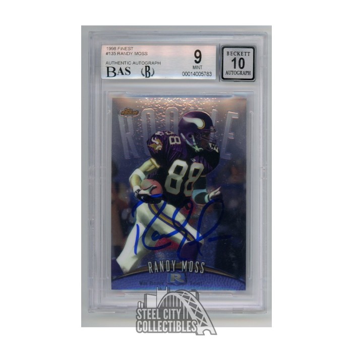 Randy Moss 1998 Topps Finest Autograph Rookie Card #135 BGS 9 BAS 10 ...