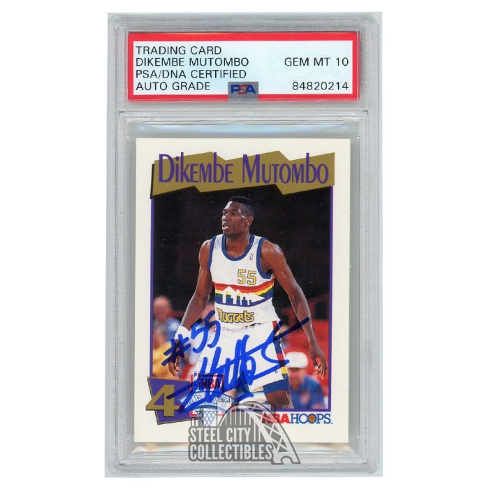 Dikembe Mutombo 1991-92 NBA Hoops Autograph Rookie Card #549 PSA/DNA 10 ...