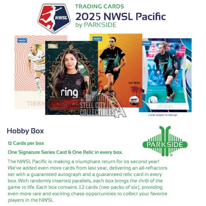 2025 Parkside National Women's Soccer League NWSL Pacific Soccer Hobby ...