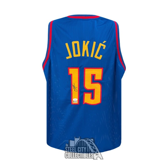 Nikola Jokic Autographed Denver Custom Blue Basketball Jersey - JSA ...