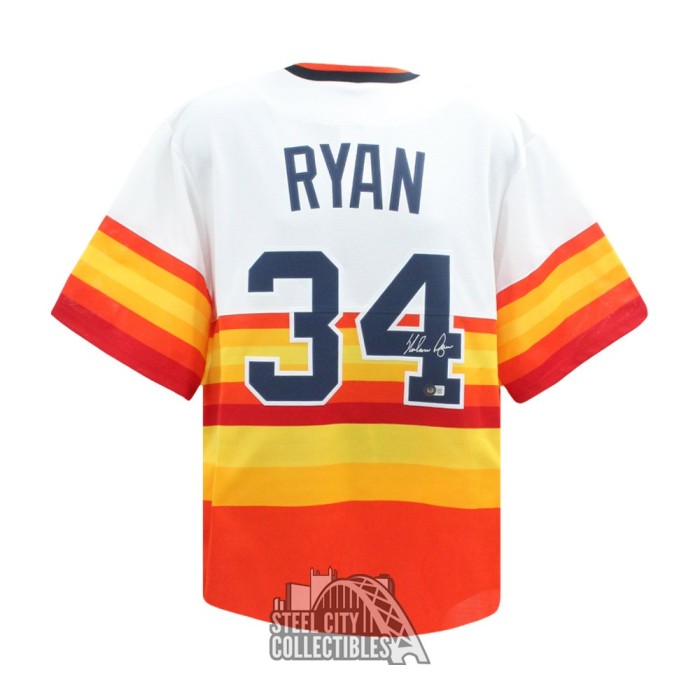 Nolan Ryan Autographed Houston Nike Authentic Baseball Jersey - BAS ...