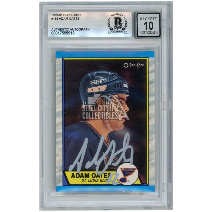 Adam Oates 1989-90 O-Pee-Chee Autograph Card #185 BAS 10 (Silver ...