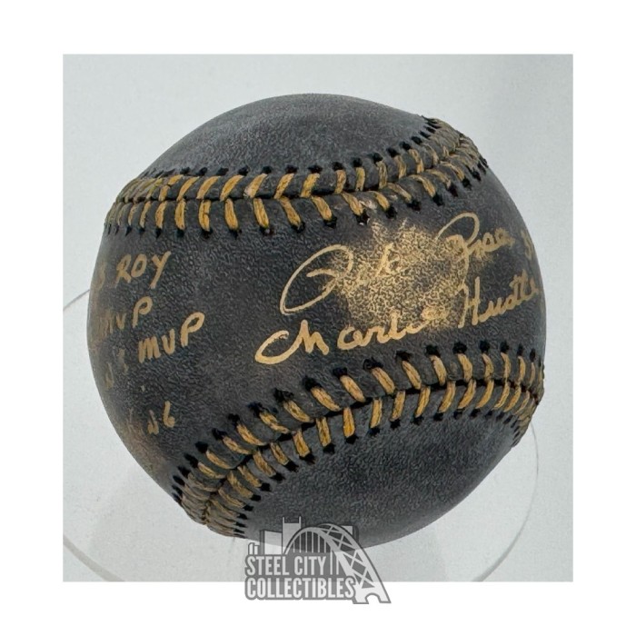 Pete Rose Stats Autographed Black Official MLB Baseball - BAS (Thumb ...