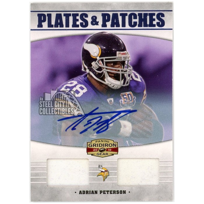Adrian Peterson 2010 Gridiron Gear Plates & Patches Game-Used Jersey ...