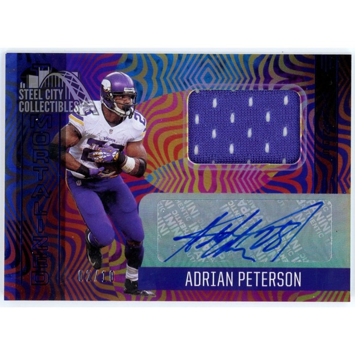 Adrian Peterson 2021 Panini Illusions Immortalized Blue Patch Auto Card ...