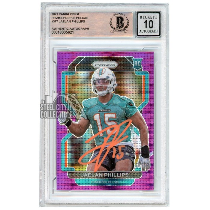 Jaelan Phillips 2021 Panini Prizm Purple Pulsar Autograph Rookie Card ...