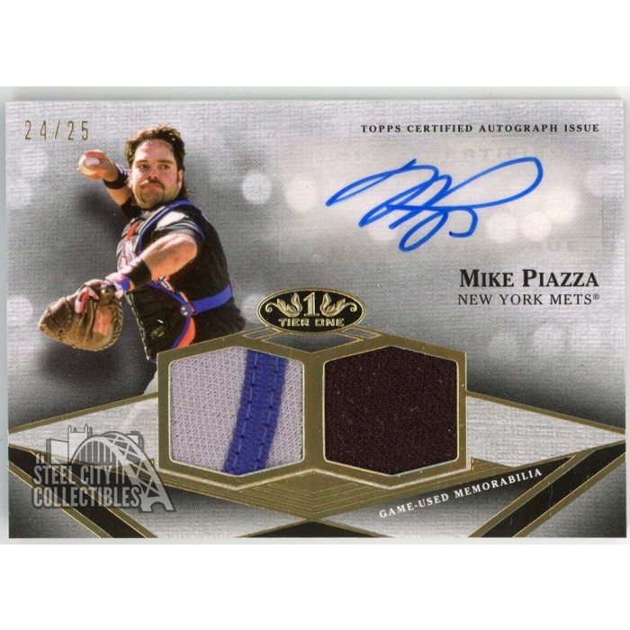 Mike Piazza 2022 Topps Tier One Dual Patch Autograph Card #T1ADR-MP 24/ ...
