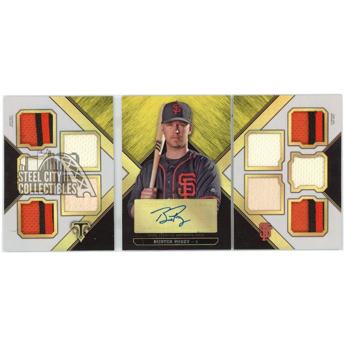 Buster Posey 2016 Triple Threads Deca Game-Used Patch Auto Booklet 4/5 ...