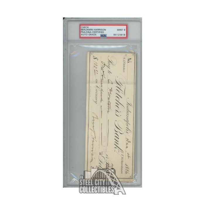 Benjamin Harrison Autographed Check - PSA/DNA 9 MINT (Dec 1st) | Steel ...