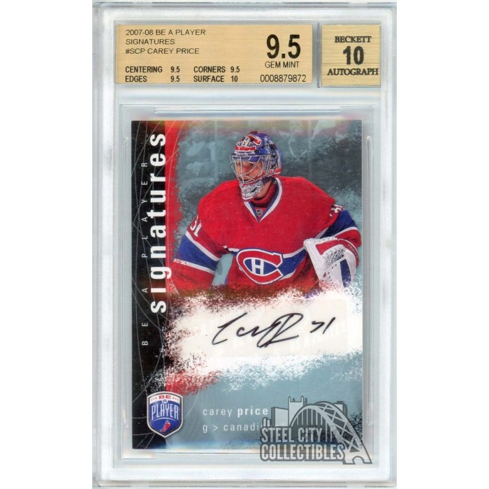 Carey Price 2007-08 Be A Player Rookie Autograph Card #S-CP BGS 9.5 ...