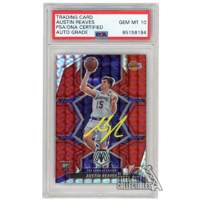 Austin Reaves 2021-22 Panini Mosaic Red Autograph Rookie Card #241 PSA ...