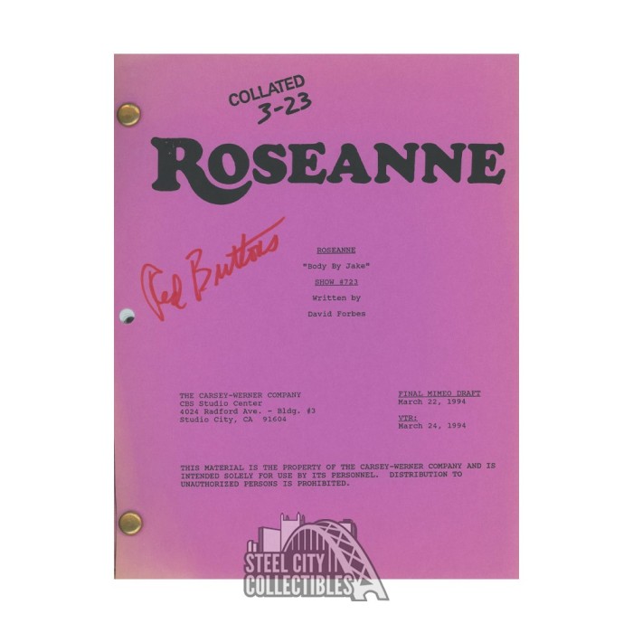 Red Buttons Autographed Roseanne "Body By Jake" Season 6 Script - BAS ...