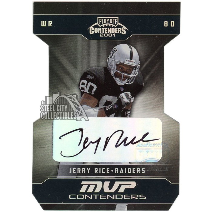 Jerry Rice 2001 Playoff Contenders MVP Contenders Die-Cut Autograph ...