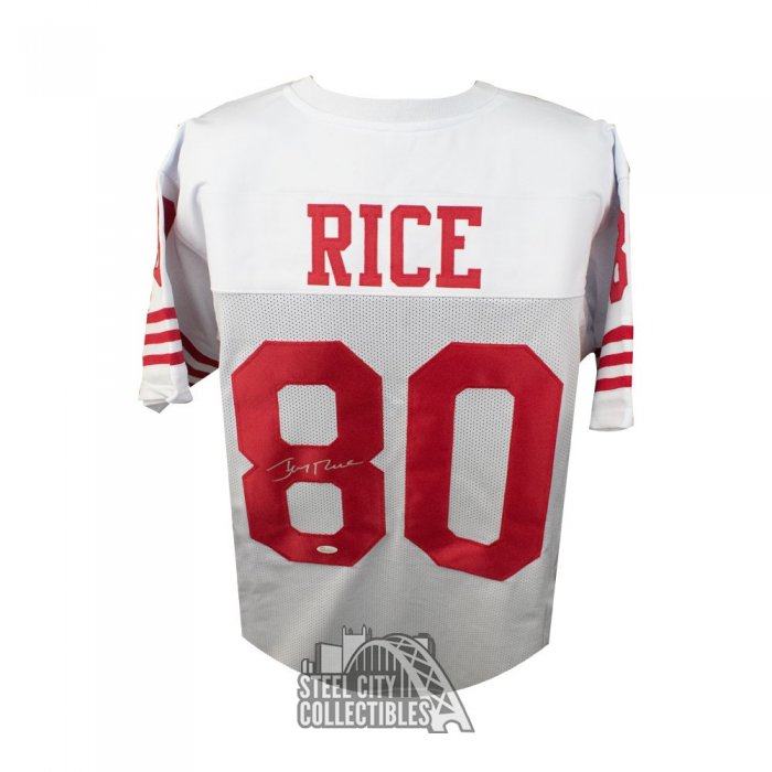 Jerry Rice Autographed San Francisco Custom White Football Jersey - JSA ...