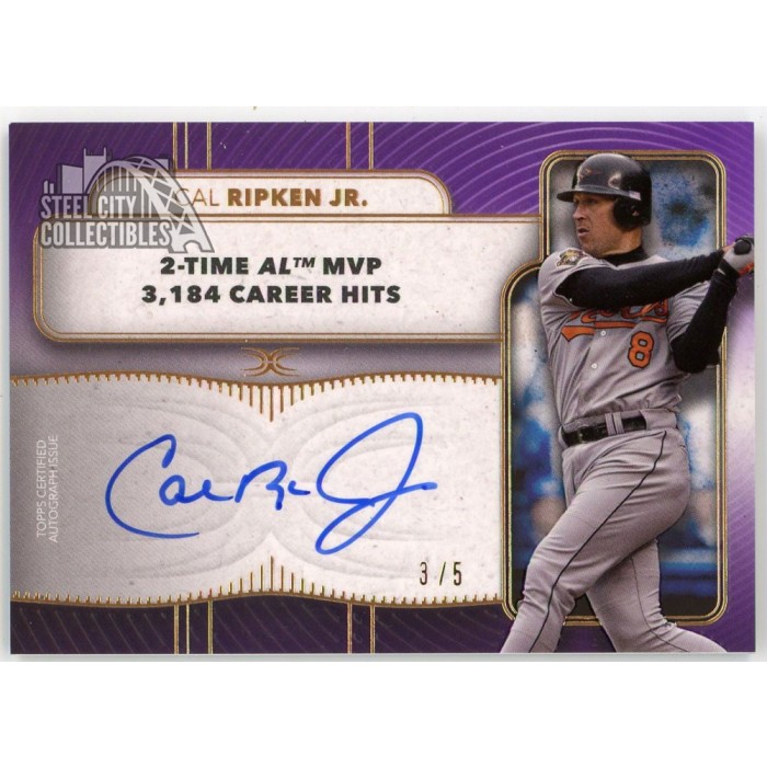 Cal Ripken Jr 2021 Topps Definitive Legendary Purple Autograph Card # ...