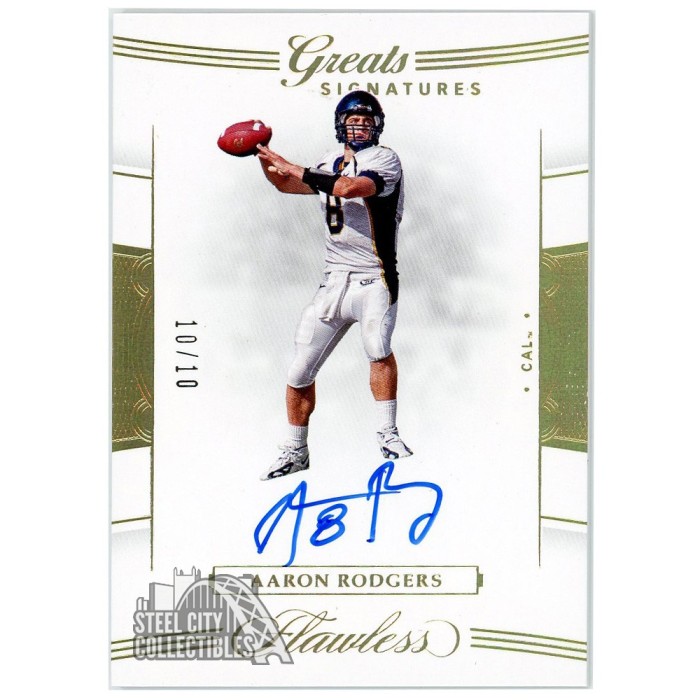Aaron Rodgers 2020 Panini Flawless Collegiate Gold Greats Autograph ...