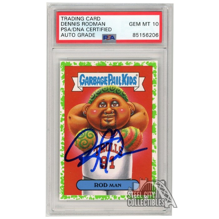Dennis Rodman 2019 Garbage Pail Kids Green Autograph Sticker Card #7b ...